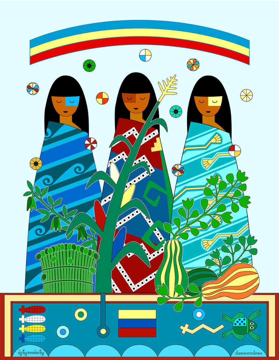 "Three Sisters" Matted Print by Gerald A.A. Dawavendewa – Native-Seeds ...