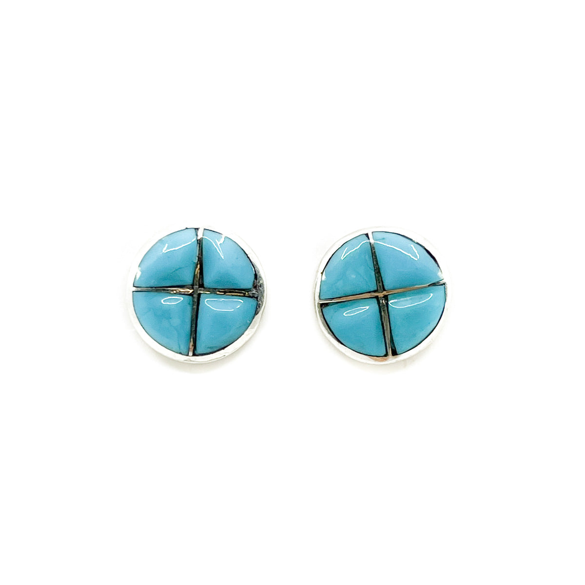 Turquoise Channel Inlay Circle Earrings – Native-Seeds-Search