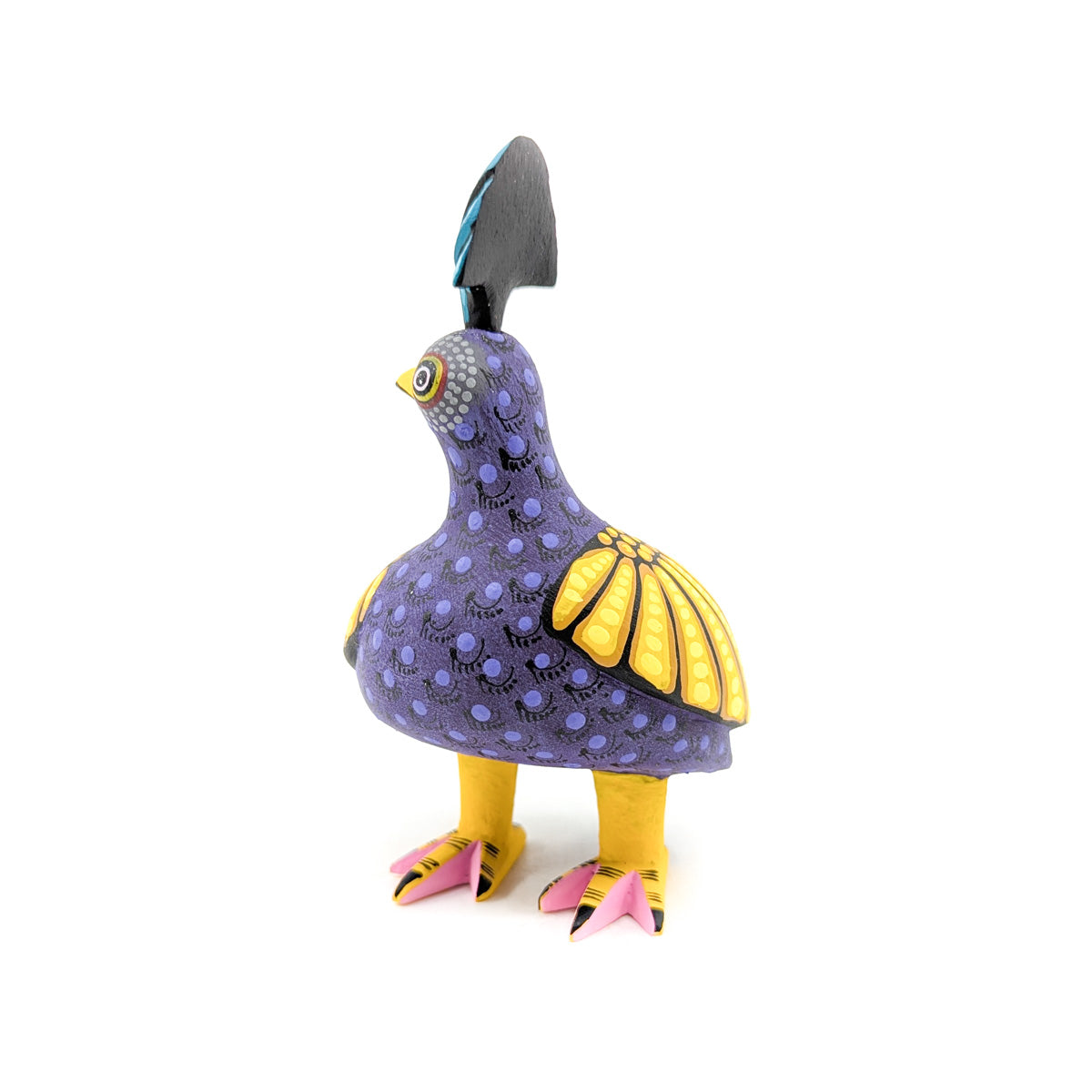 Finely Painted Purple Quail with Yellow Wings and Teal Top Knot ...
