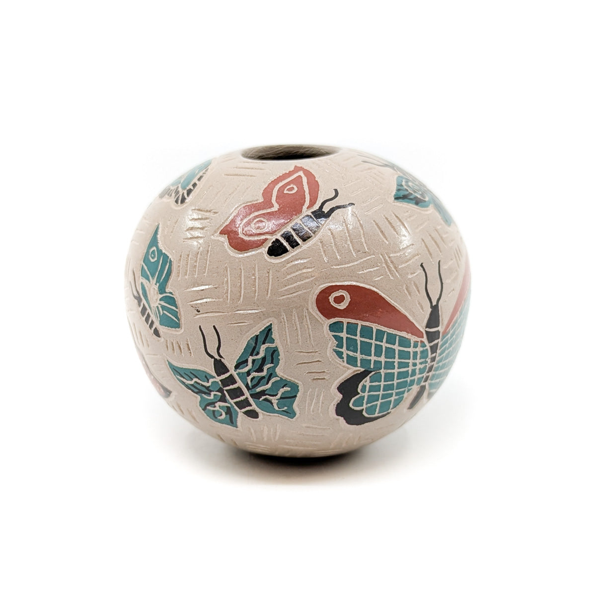 Seed Pot with Teal and Red Butterflies – Native-Seeds-Search