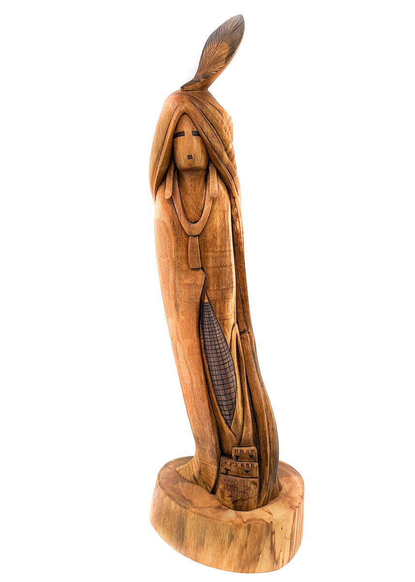 Blue Corn Maiden Sculpture with Pueblo Scene – Native-Seeds-Search