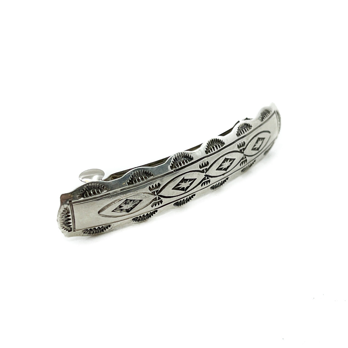 Sterling Silver Barrette with Hand Stamped Design - Navajo – Native ...
